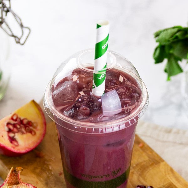 Vegware Smoothie/Milkshake Cup Dome Lid with Straw Hole – Box of 1000 ...